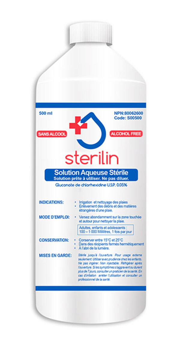 Solution aqueuse stérile Irilin avec chlorexidine 0.05% - 500 ml ...